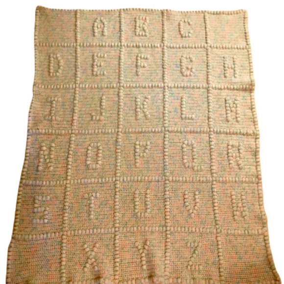 Hand Crafted | Bedding | Crochet Baby Blanket Alphabet Abc Blocks ...